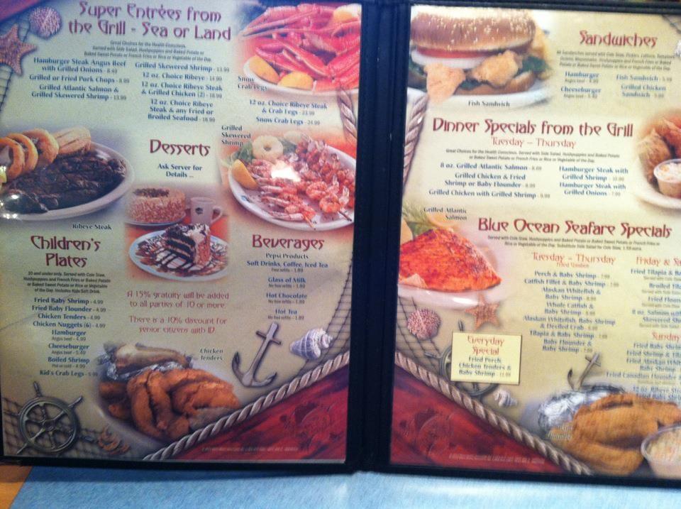Menu at Blue Ocean Seafood Restaurant, Clinton