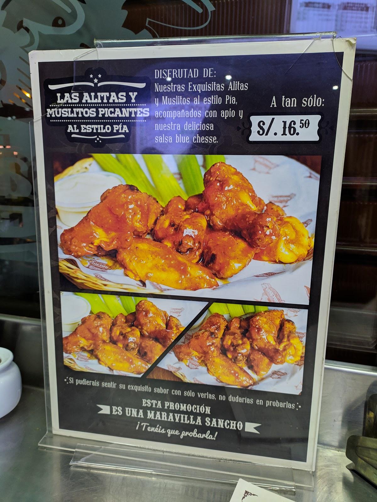 Menu at Don sancho pan restaurant, Santiago de Surco