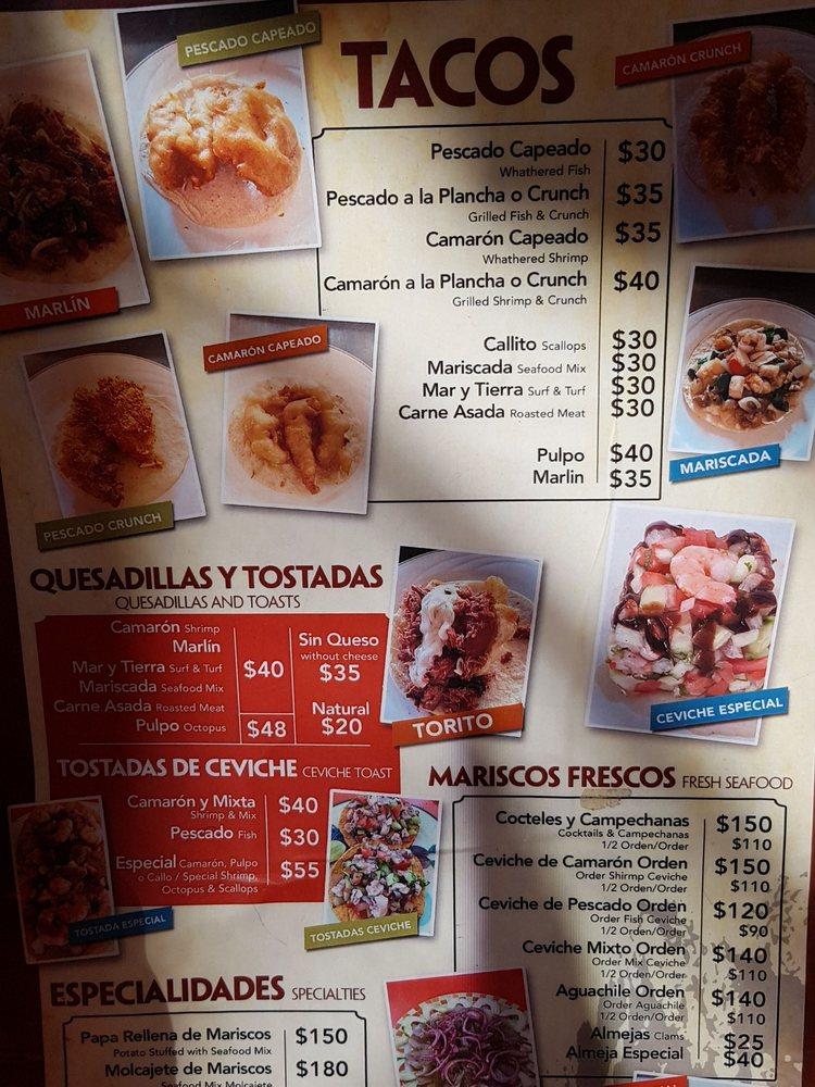 Menu at Los Claros restaurant, Cabo San Lucas, Ignacio Zaragoza
