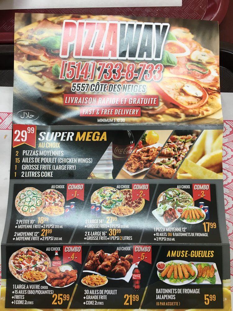 Menu at Pizza Way pizzeria, Montreal, Ch. de la Côte-des-Neiges