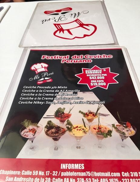Menu at Restaurante Mi Peru, Bogotá, Cl 59 Cr 18