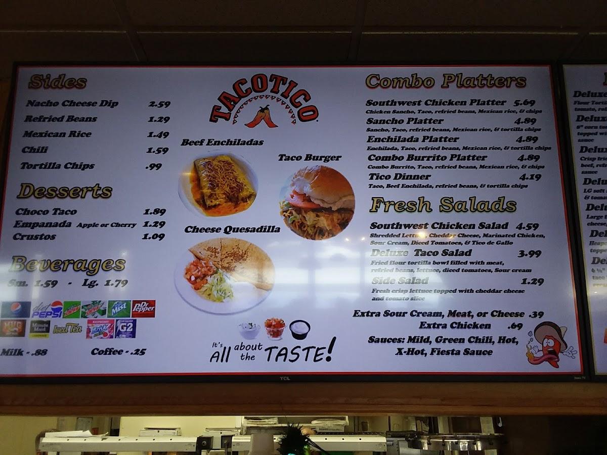 Menu at Taco Tico restaurant, Mason City, 4th St SW