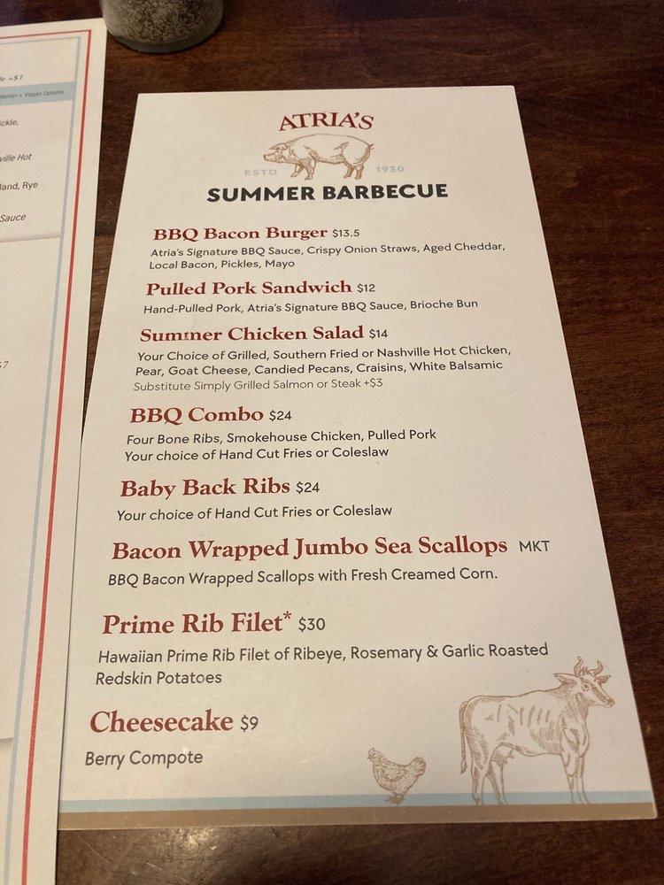 Menu at Atria's Restaurant - Murrysville, Murrysville