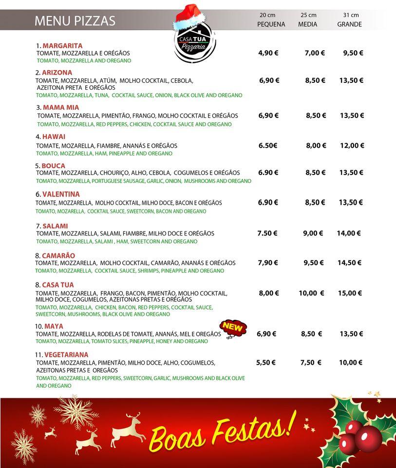 Menu em Casa Tua pizzaria, Estreito da Calheta