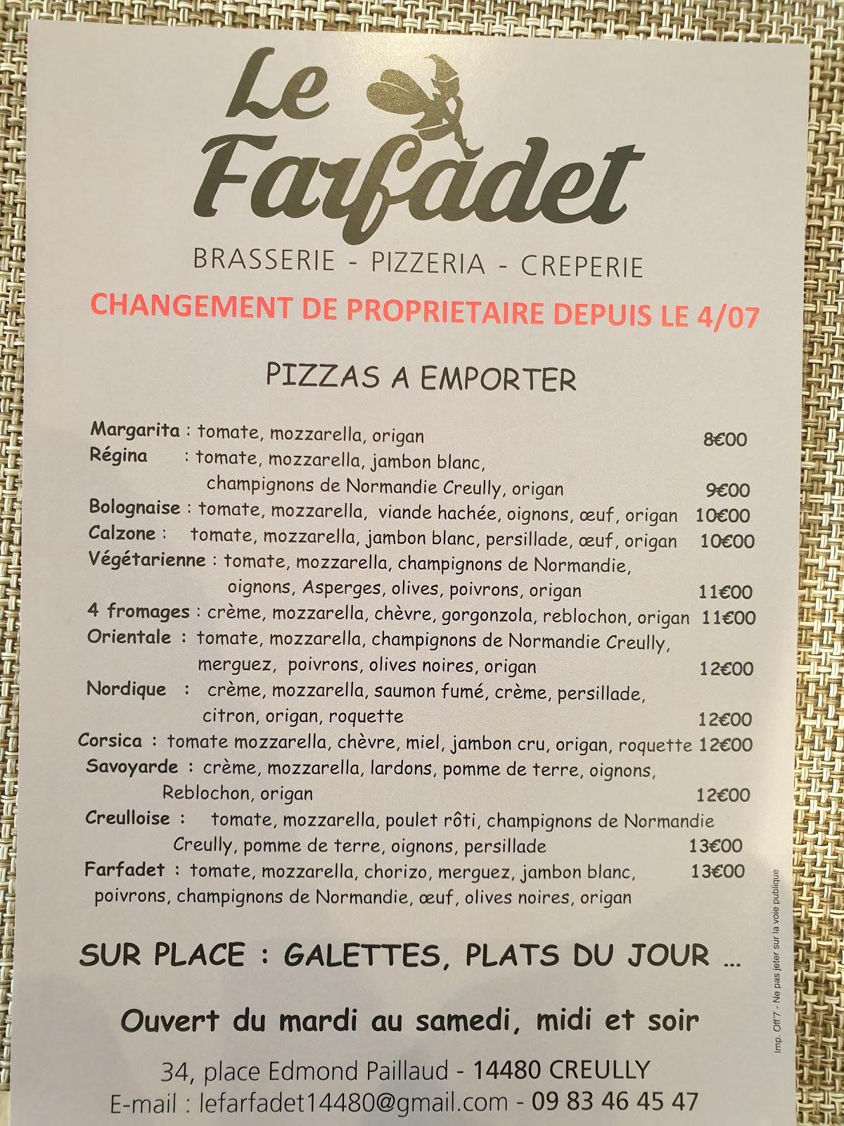 Menu au Creperie Le Farfadet restaurant, Creully