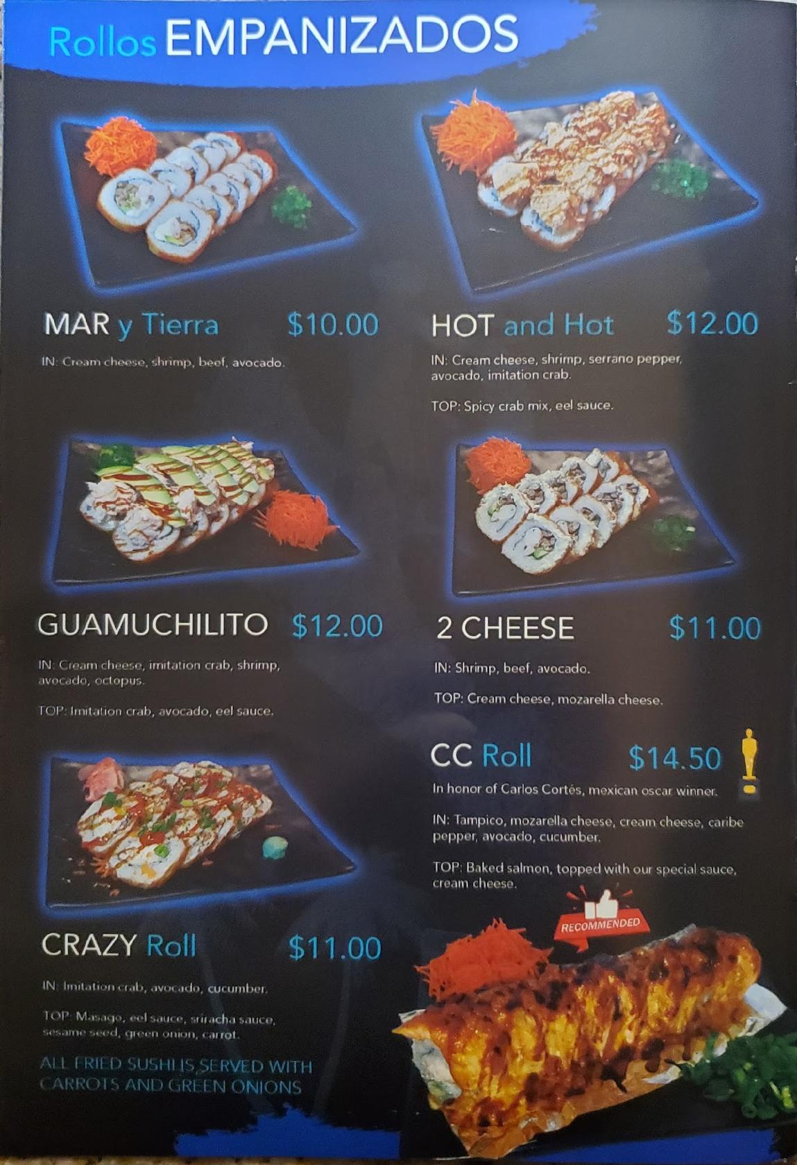 Menu at El Peri Sushi restaurant, Paramount