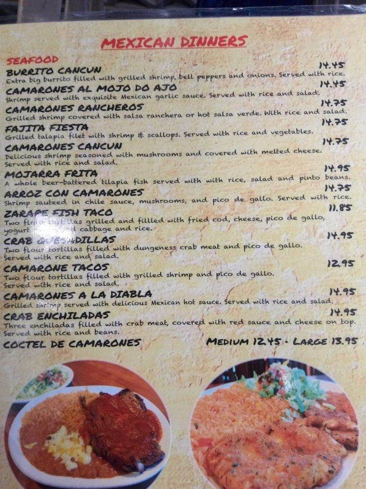 Menu at El Zarape pub & bar, Emerald Isle
