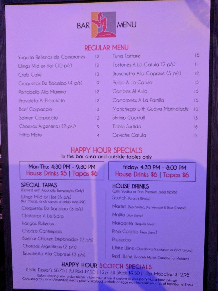 Menu at Café Catula pub & bar, Miami