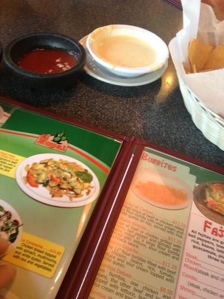 Menu at El Nopal restaurant, Corydon