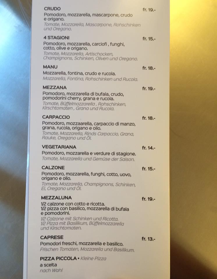 Menu da Osteria Losone da Alex, Losone