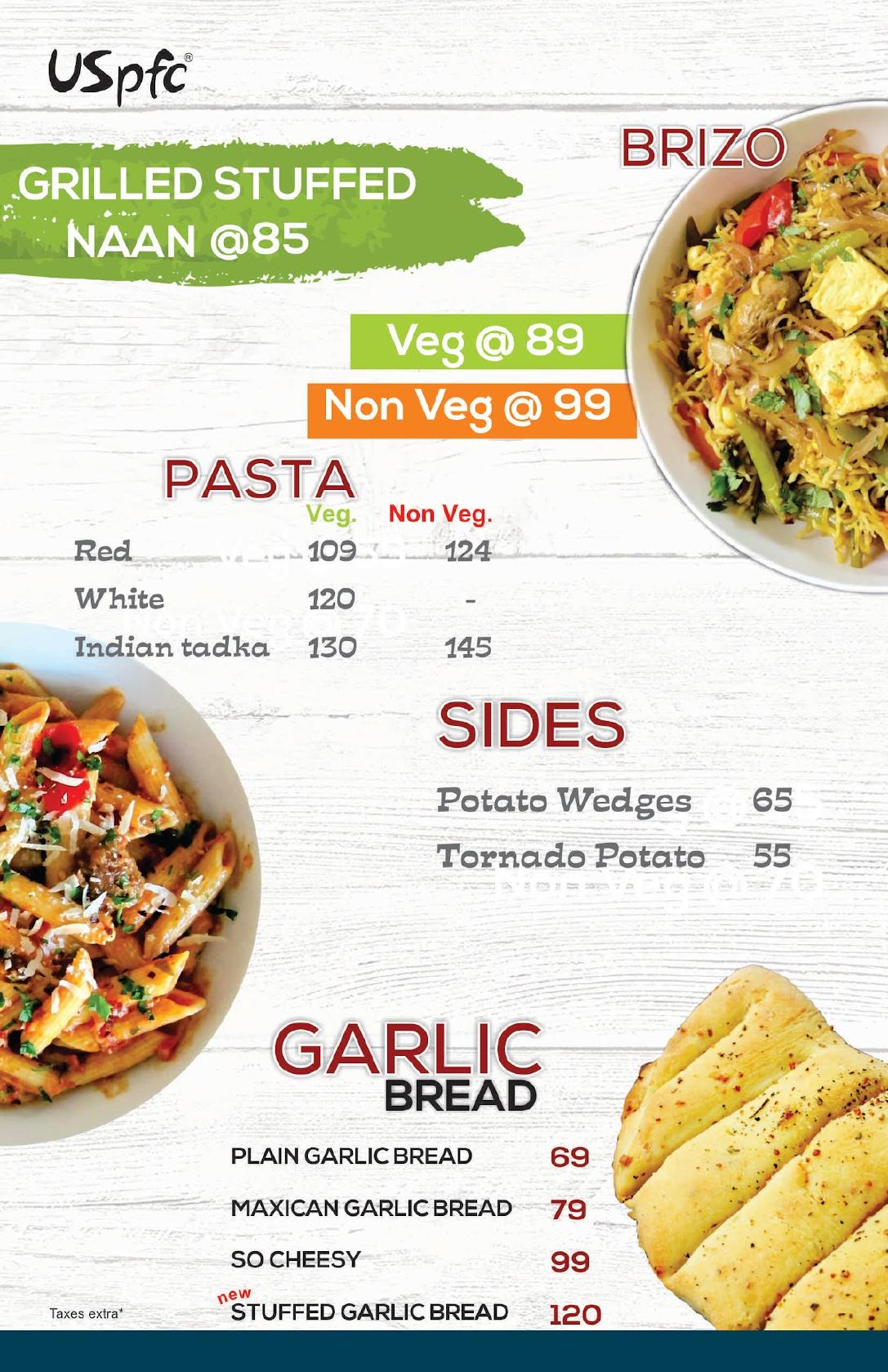 Menu at USPFC (U.S Pizza & Fried Chicken), Yamuna Nagar