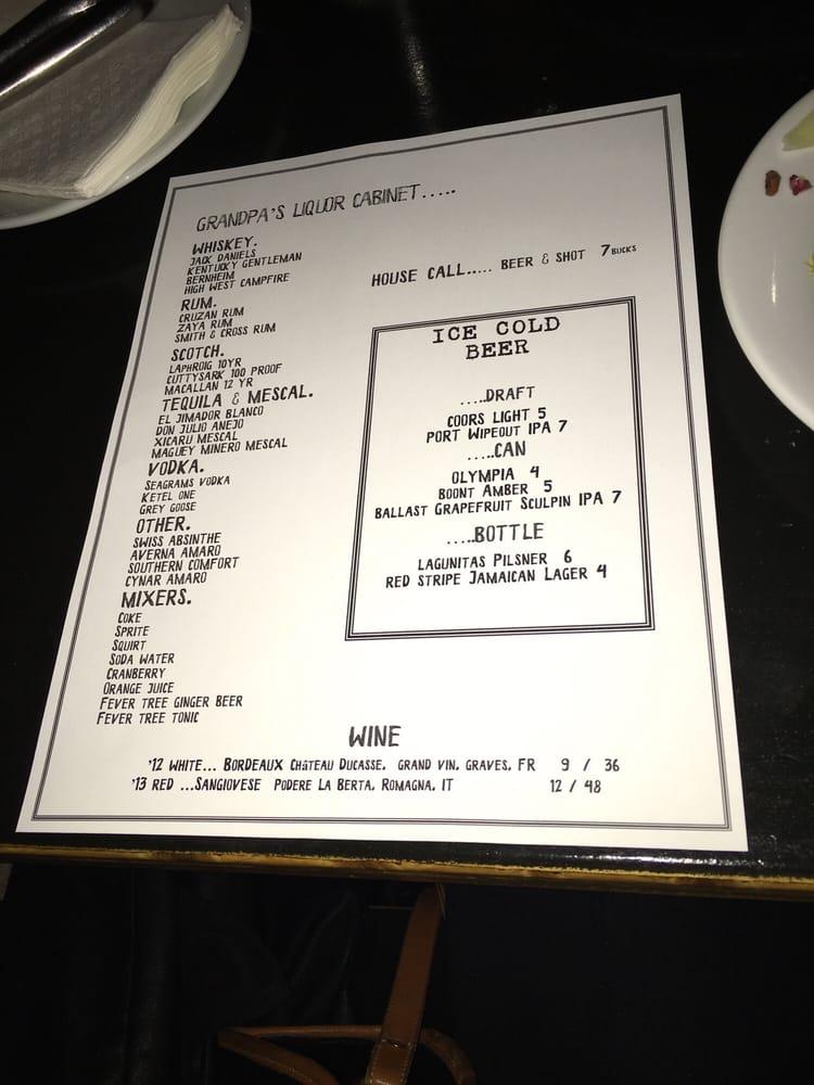 Menu at Stiefelgeiss Back Bar, Los Angeles