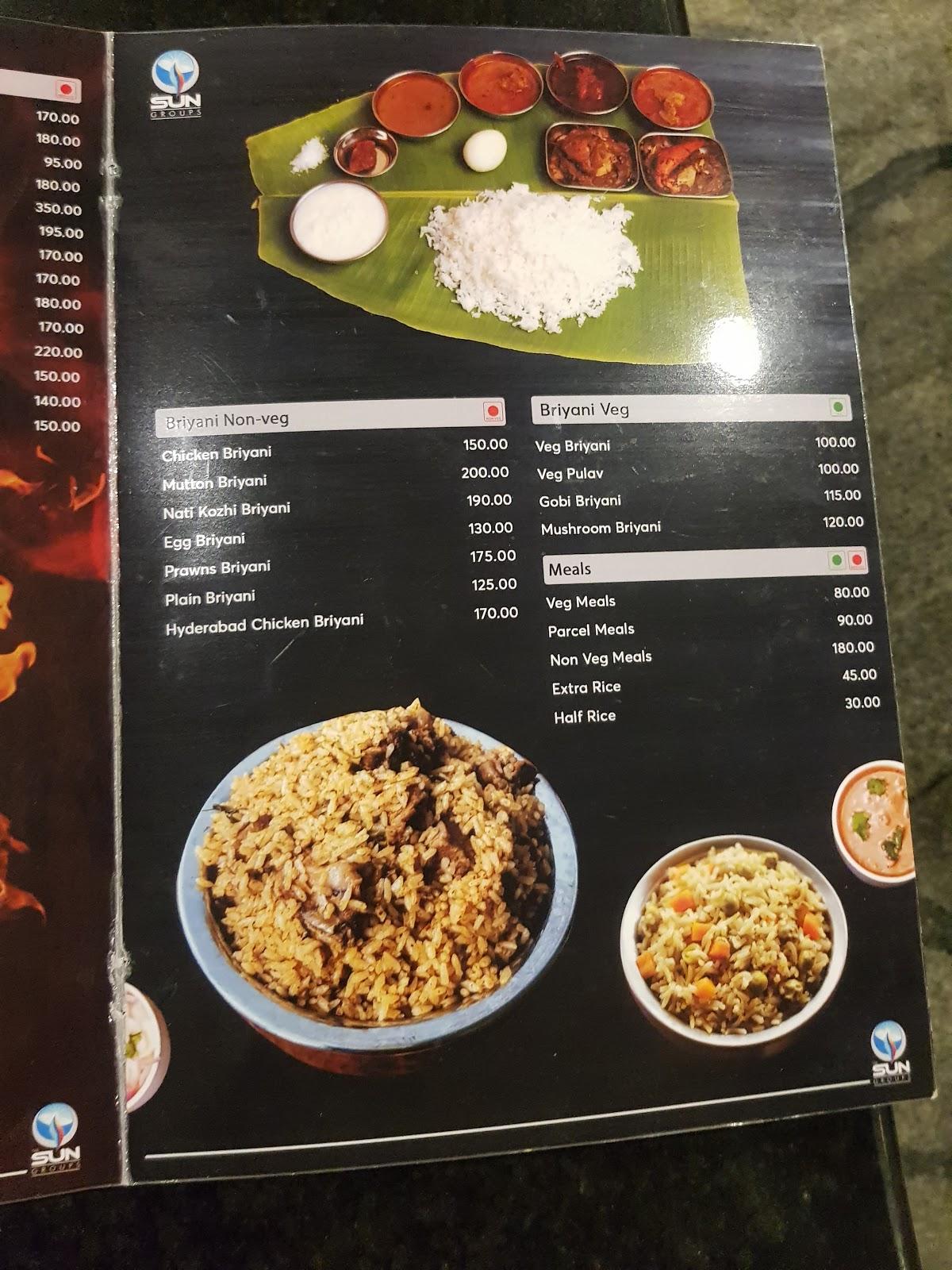 Menu at Sun Empire Restaurant, Hosur