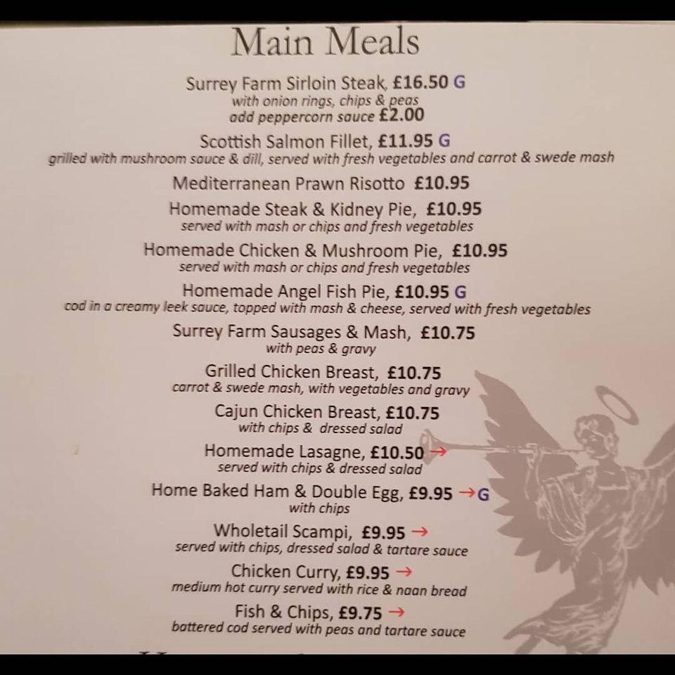 Menu at The Angel Inn pub & bar, Thames Ditton