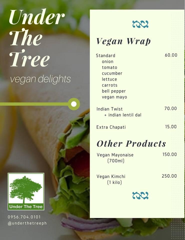 Menu at Under the Tree restaurant, Cainta