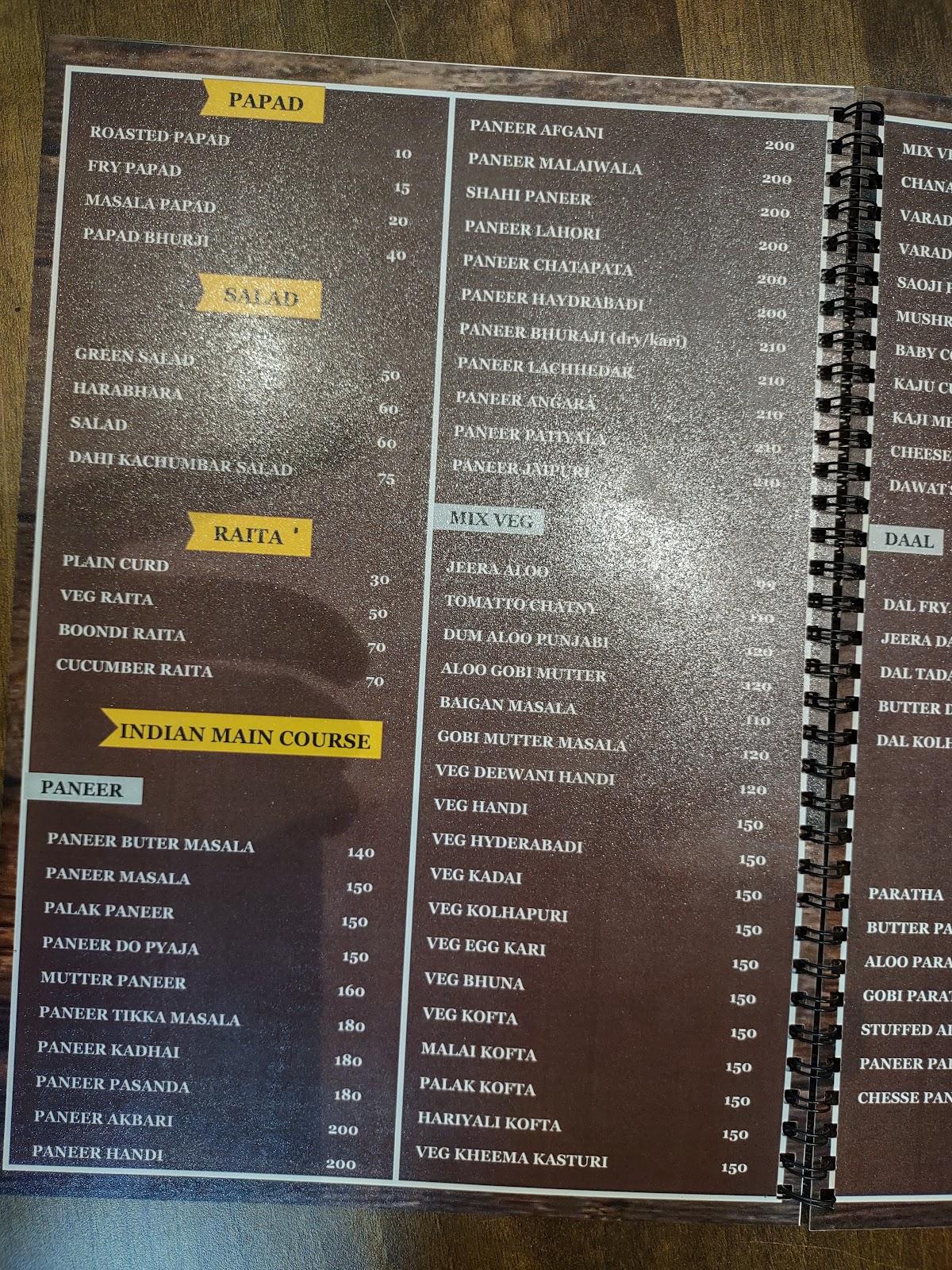 Menu at Hotel Dawat, Wani, near seven star ice cream