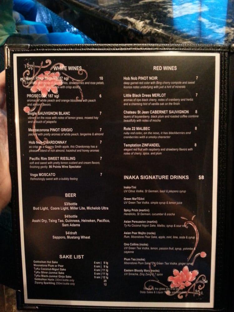 Menu at Inaka Sushi & Bar (Casady Square), Oklahoma City