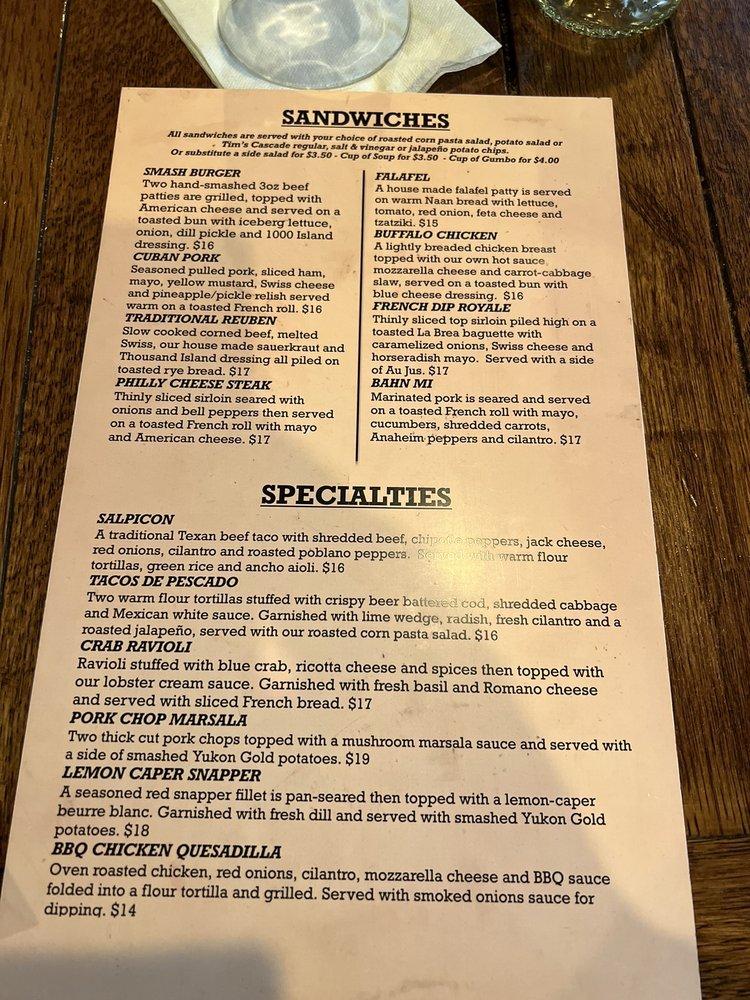 Menu at Two Seven Public House, Spokane