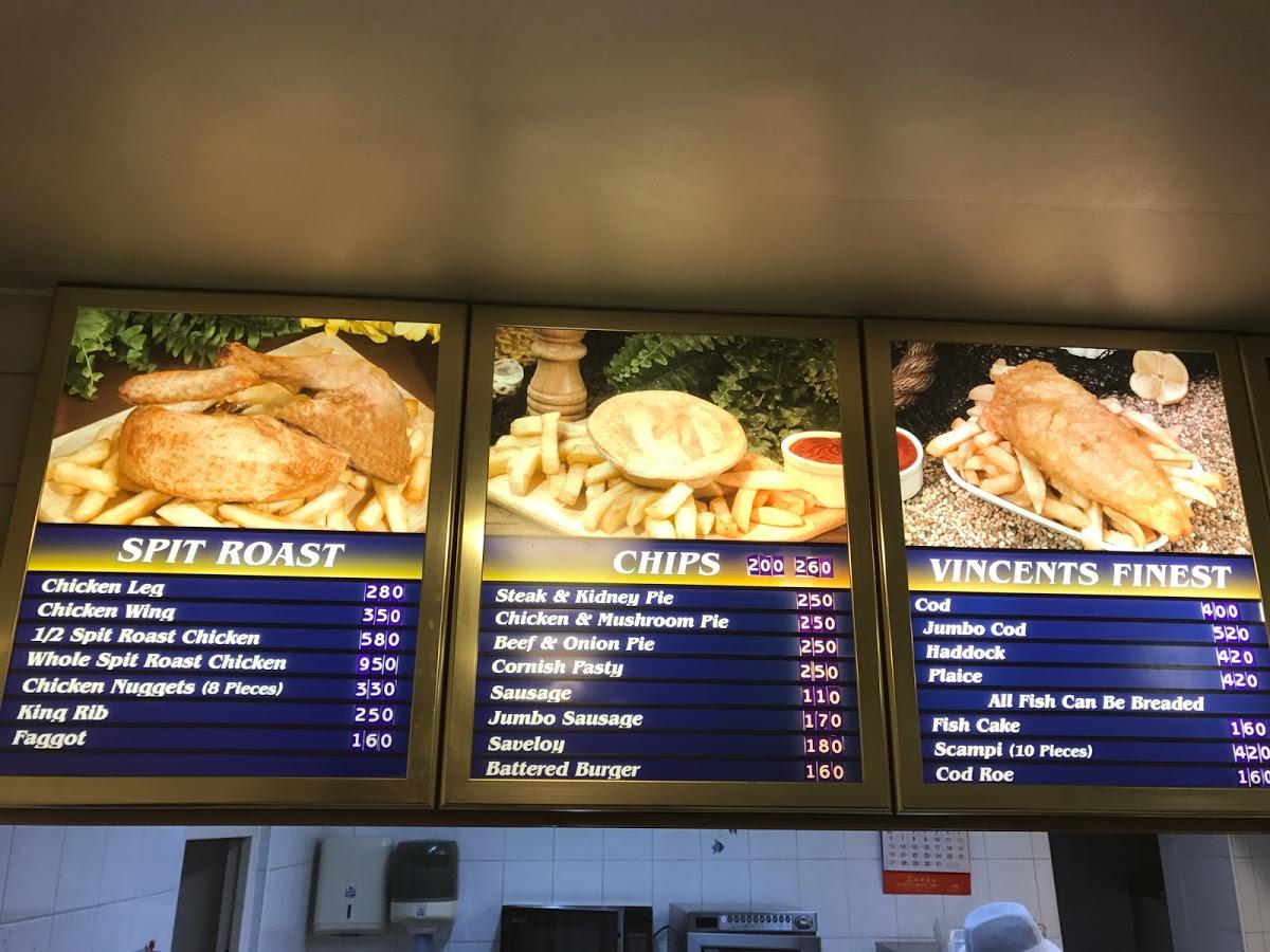 Menu at Vincent's Fish Bar & Restaurant, Ilminster