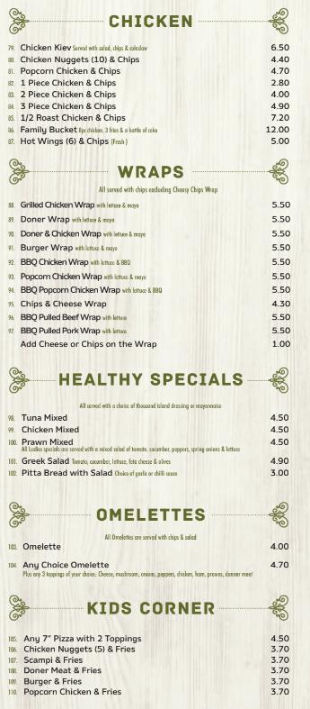 Menu at Godfather restaurant, Hull, 530-532 Holderness Rd
