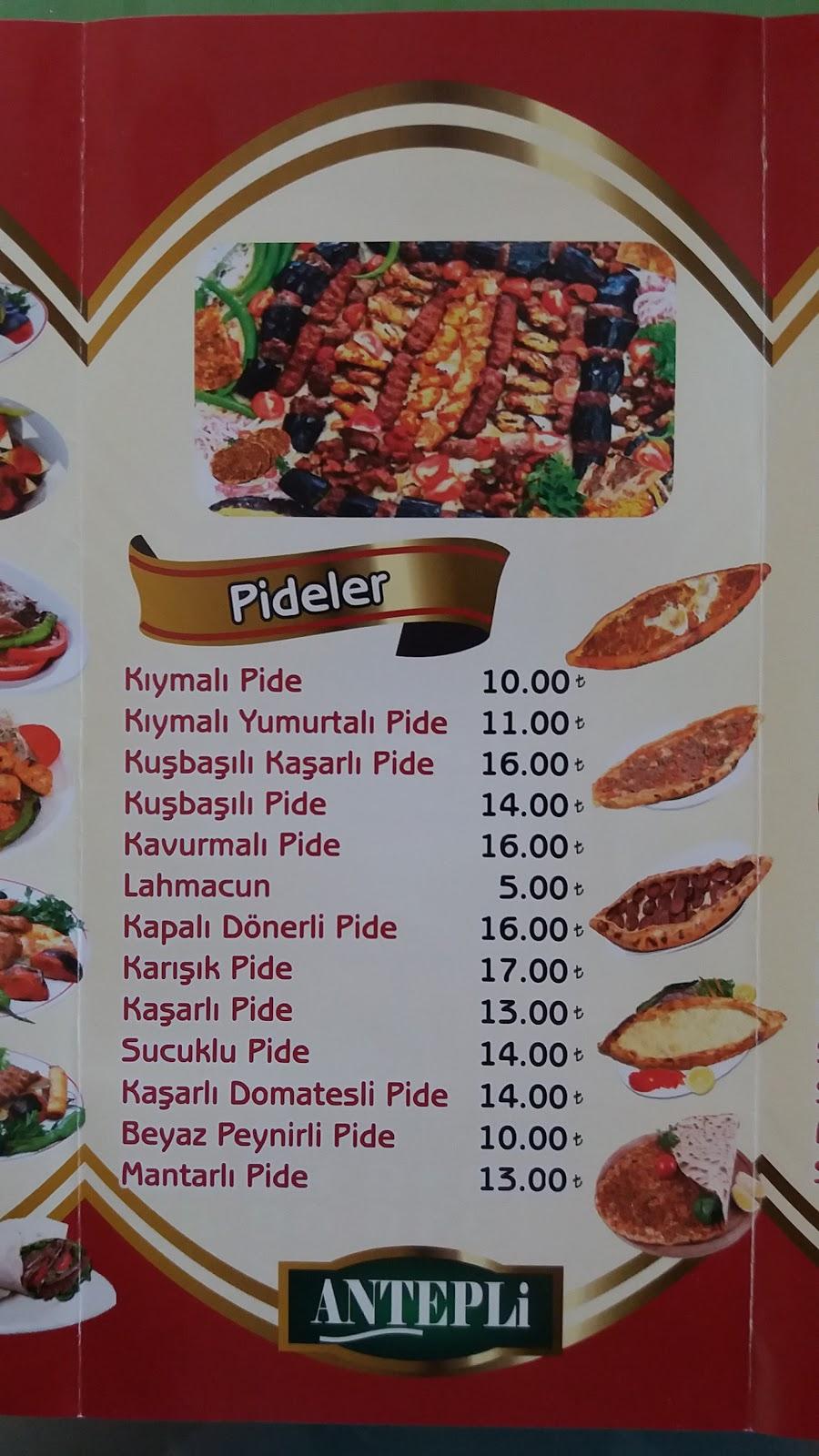 Menu at Antepli Pide Kebap Salonu, Ankara