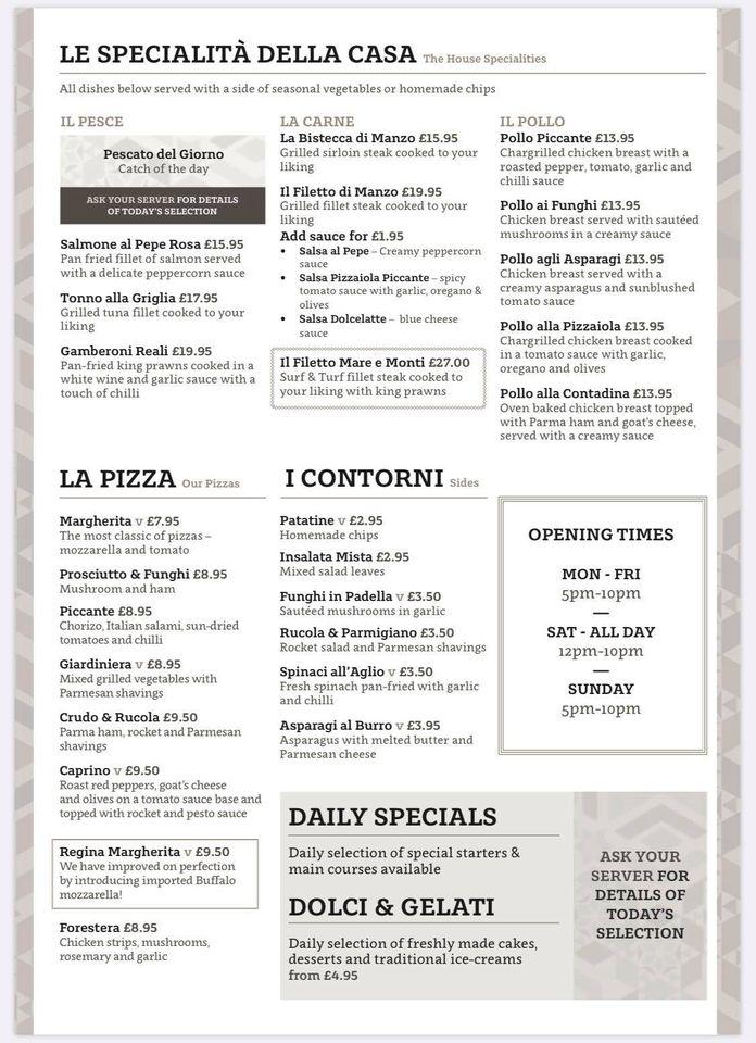 Menu at Antico Restaurant Roker, Sunderland
