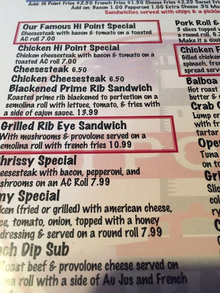 Menu at Reddog's Hi Point Pub, Absecon