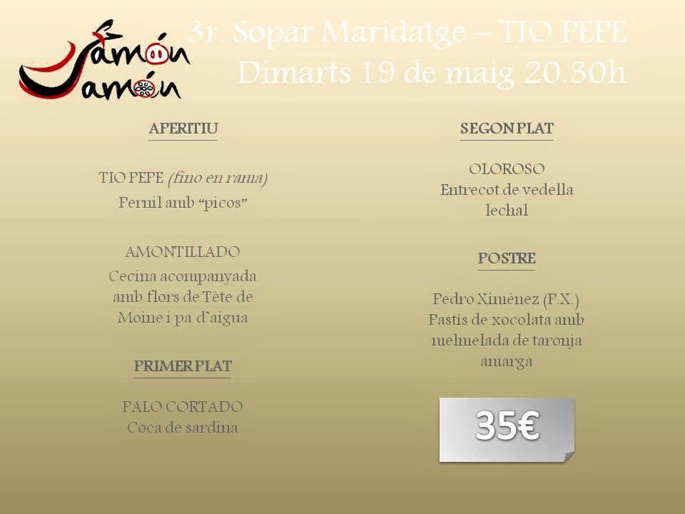 Carta del restaurante Jamon Jamon, Lérida