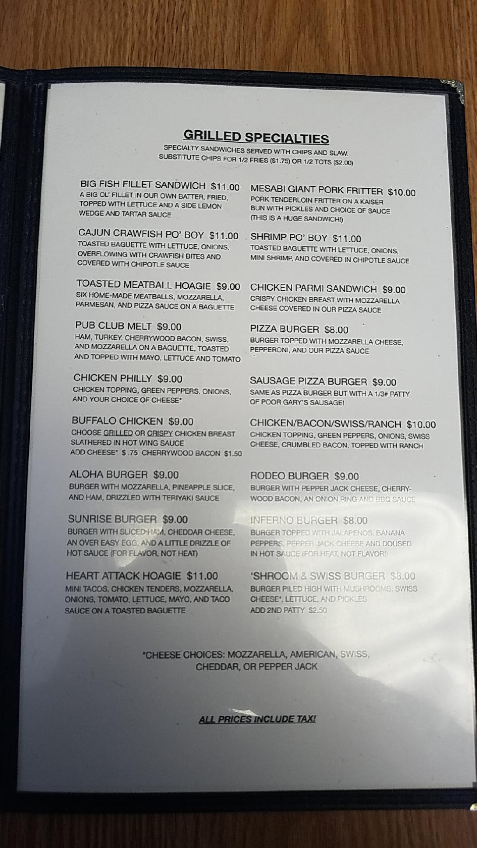Menu at Poor Gary's Pizza & Subs pizzeria, Biwabik