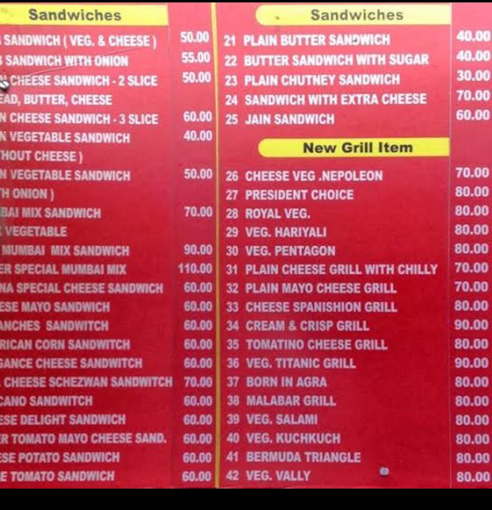 Menu at Supreme Sandwich Corner Shop, Pune, 34
