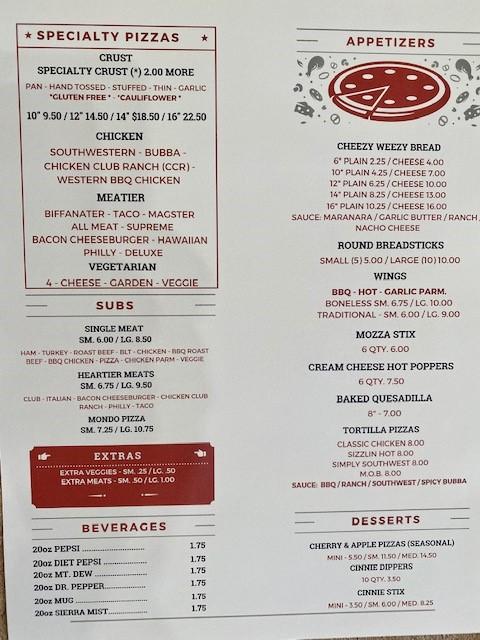 Menu at Edon Pizza pizzeria, Edon, 100 E Indiana St