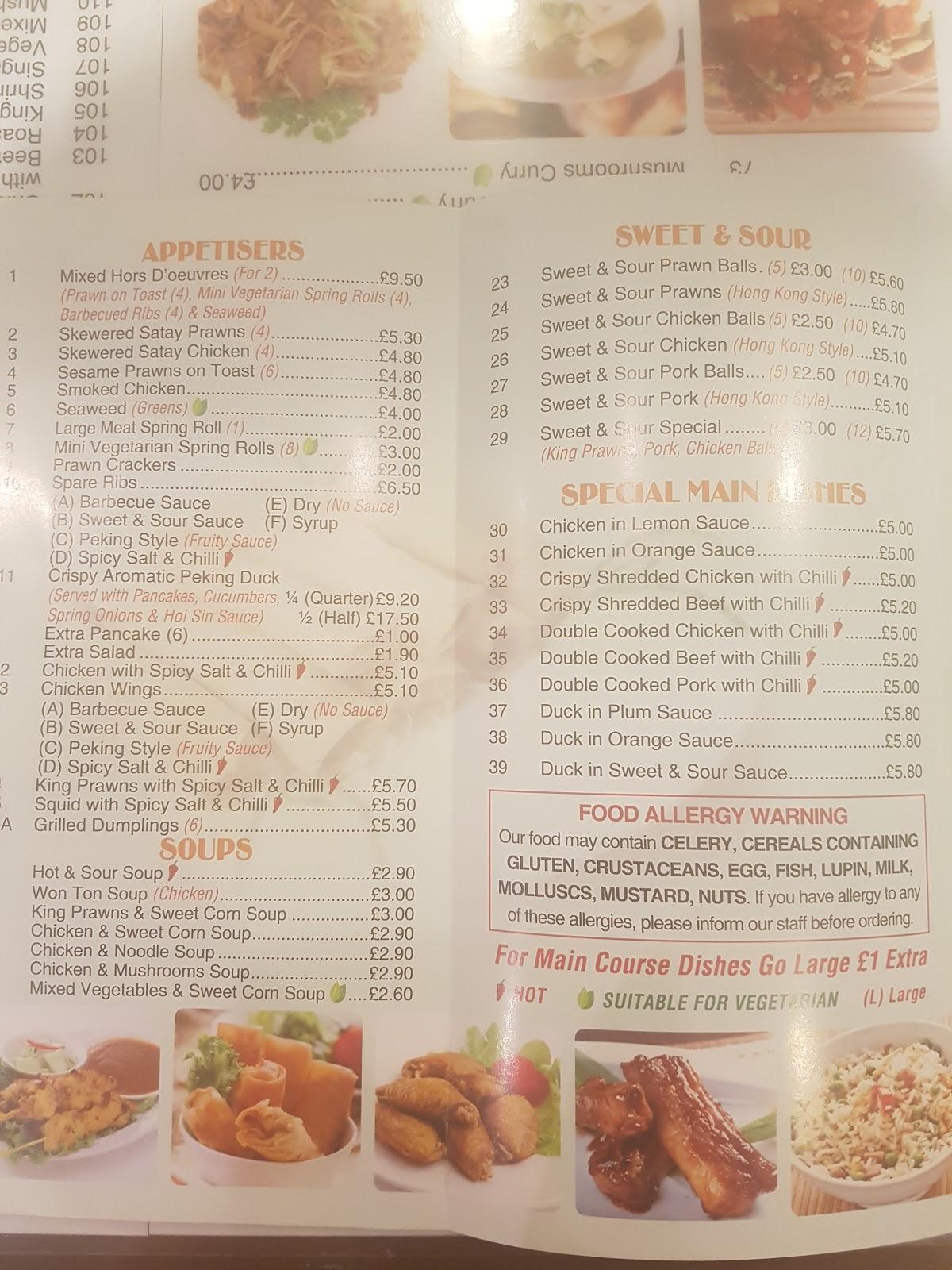 Menu at Noble House restaurant, Snodland, 113 Malling Rd