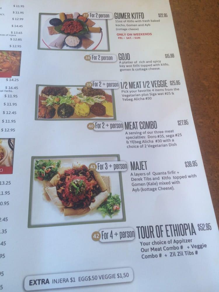 Menu at The Red Sea Ethiopian Restaurant, Minneapolis, 320 Cedar Ave South