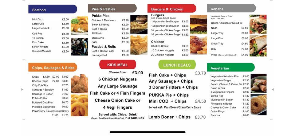 Menu at Brookside Fish Bar, Burbage