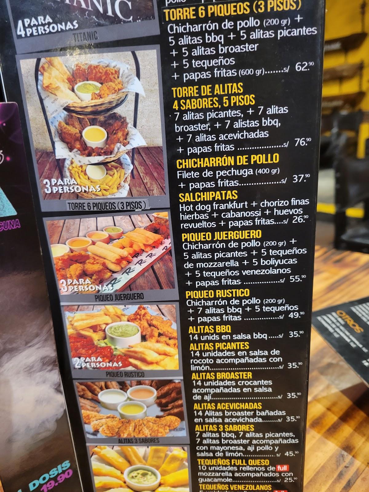 Carta del restaurante Rustica, Barranco, Parque Municipal Av