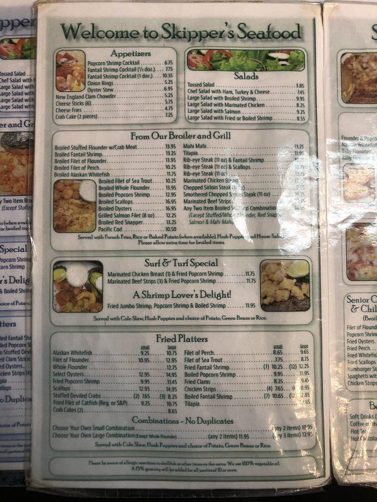 Menu at Skippers Seafood restaurant, High Point, S Main St