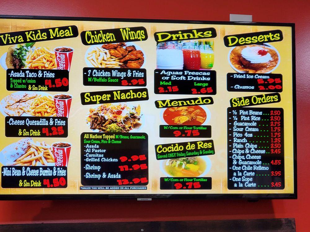 Menu at Viva El Taco Express restaurant, Las Vegas, S Maryland Pkwy # B