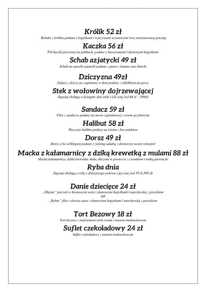 Menu at Bulaj pub & bar, Sopot