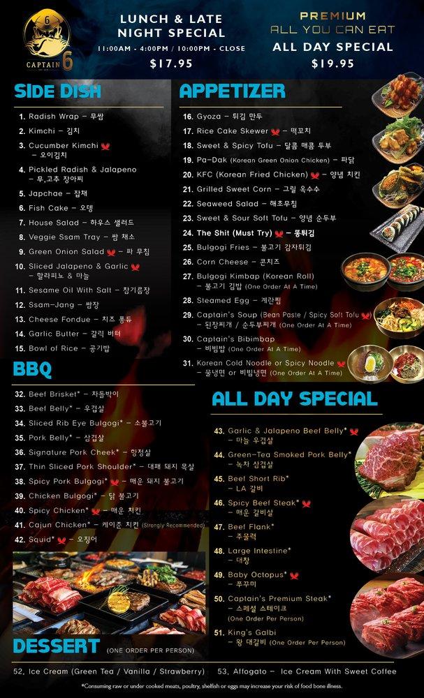 Menu at Captain 6 BBQ, Las Vegas