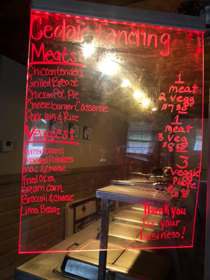 Menu at Cedar Landing restaurant, Winfield