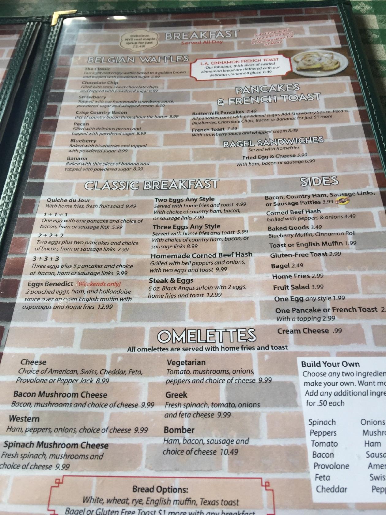 Menu at Sunset Grill restaurant, Ithaca
