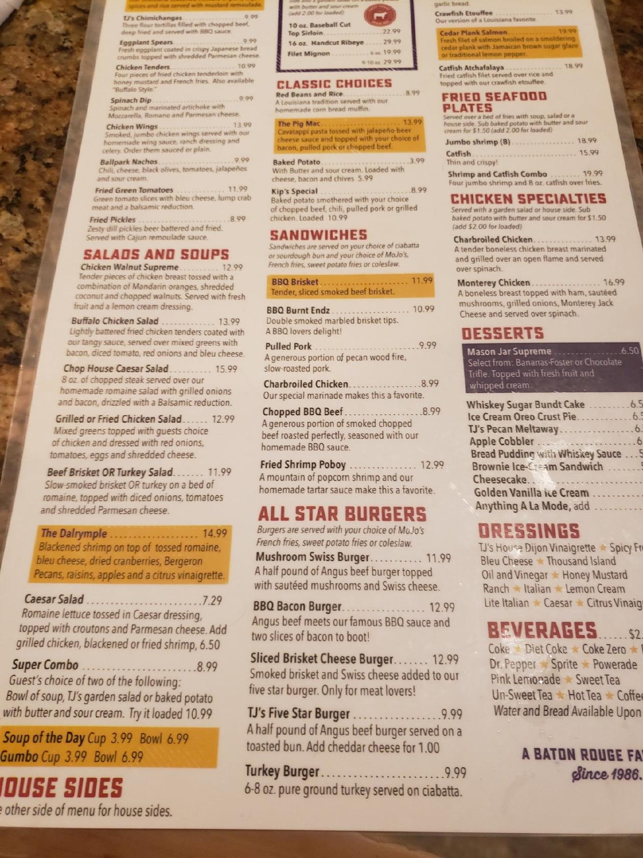 Menu at TJ Ribs - Siegen Lane BBQ, Baton Rouge, Siegen Ln