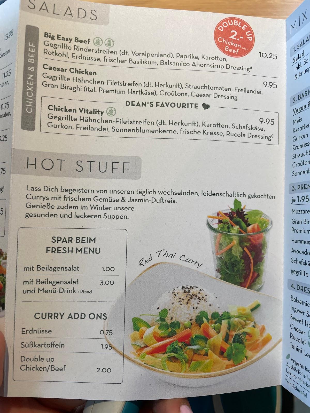 Speisekarte von dean&david Bowls, Salate, Curries & Snacks! restaurant ...