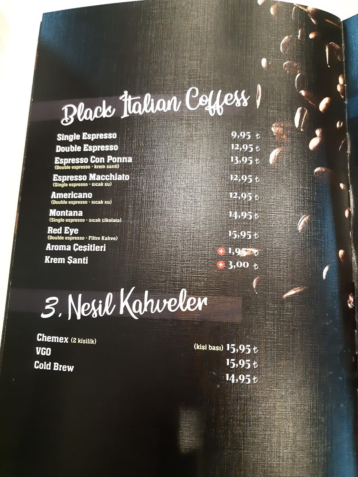 Menu at Caffe Mona, Tekirdağ