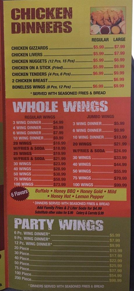 Menu at Captain JJ Fish & Chicken restaurant, Memphis, Poplar Ave