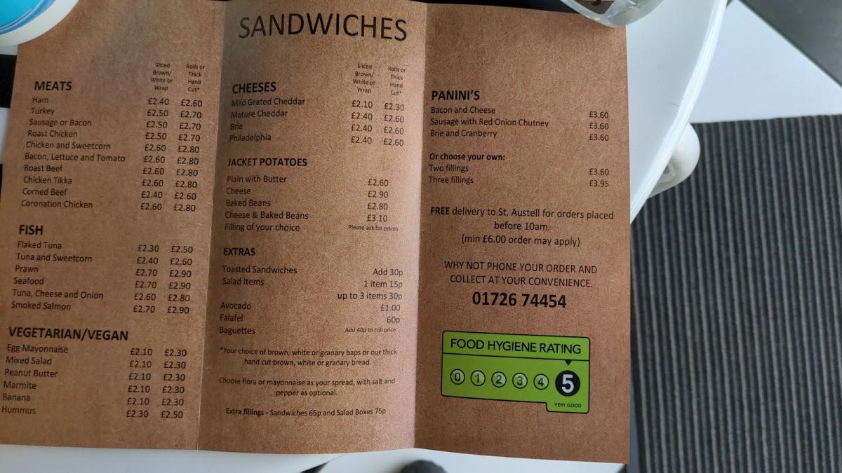 Menu at George's, Saint Austell