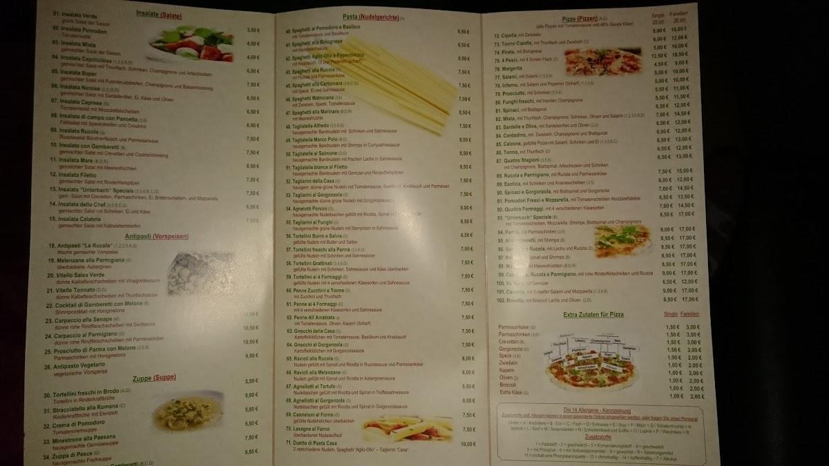 Speisekarte von Pizzeria La Rucola, Düsseldorf