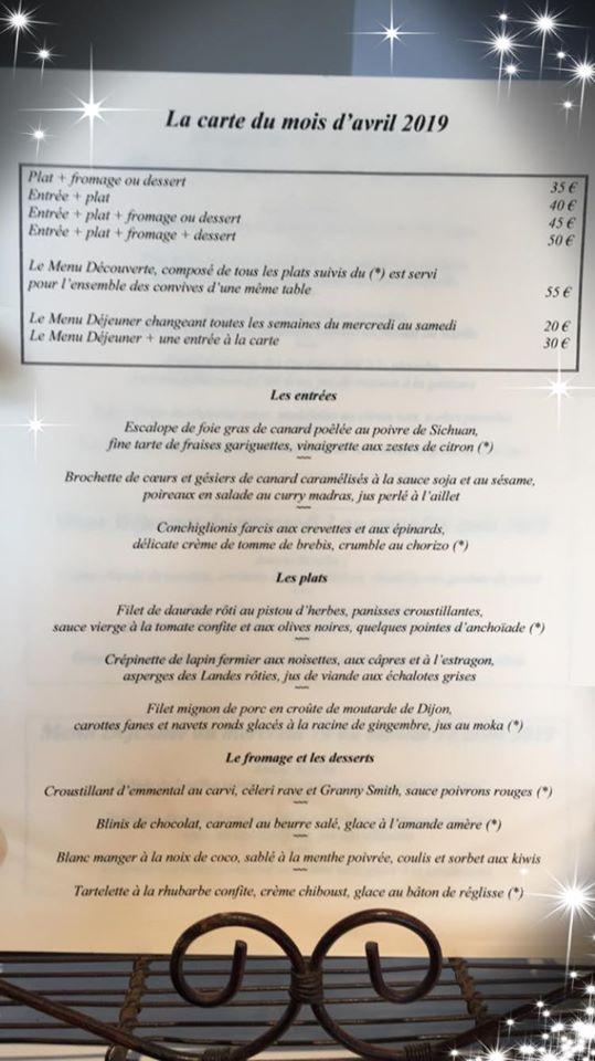 Menu au MB Restaurant Capbreton, Capbreton