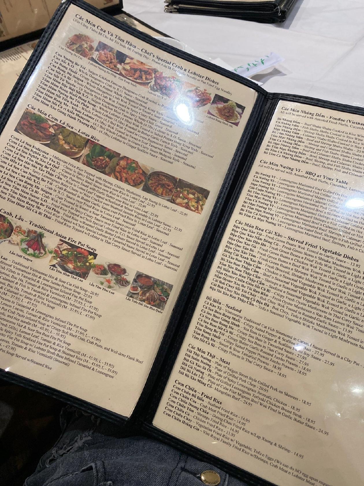 Menu at Saigon Kitchen restaurant, San Jose, Story Rd #1005