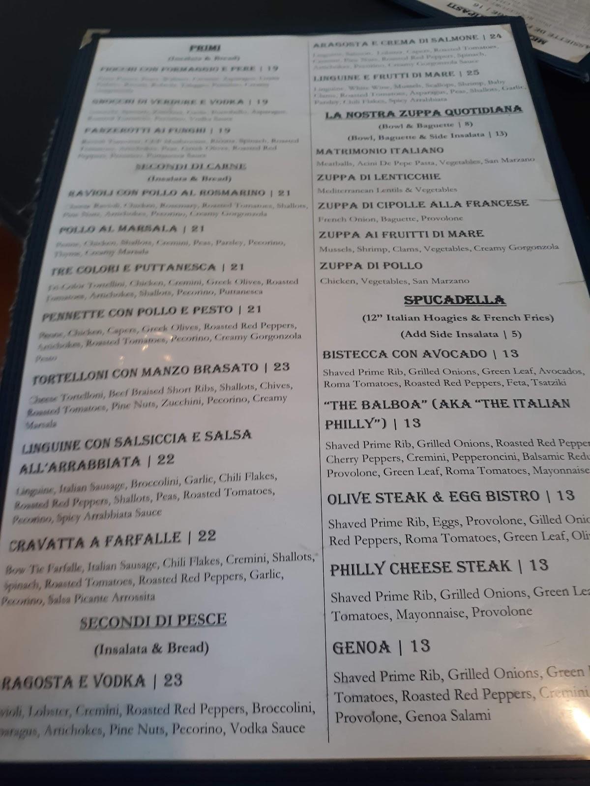 Menu at Bacio Mediterranean Cuisine restaurant, Crozet